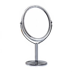 LEEOX Make Up Mirror Magnification Circular Makeup Mirror Dual 2 Sided Round Shape Rotating Cosmetic Mirror Stand Magnifier Mirror Standing Mirror