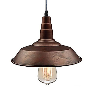 LNC Pendant Lighting for Kitchen Island Farmhouse Bran Hanging Fixtures with Rustic Finish Fit in Bedroom, Foyer, Hallway, 10.2”W*7”H, A0190702, Brown