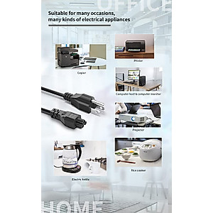 6FT Long TV Power Cord, 3 Prong Mickey Mous AC Power Cord Replacement for LG LED LCD Smart 1080p HDTV 32LB5600 42LB5600 55LB5900, Epson Printer Power Cable (IEC-60320 C5 to NEMA 5-15P), 1Pack