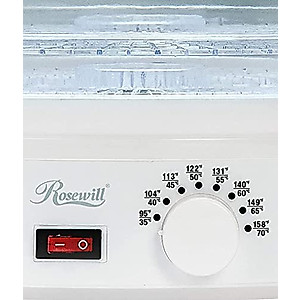 Rosewill Countertop Portable Electric Food Fruit Dehydrator Machine with Adjustable Thermostat, BPA-Free 5-Tray RHFD-15001