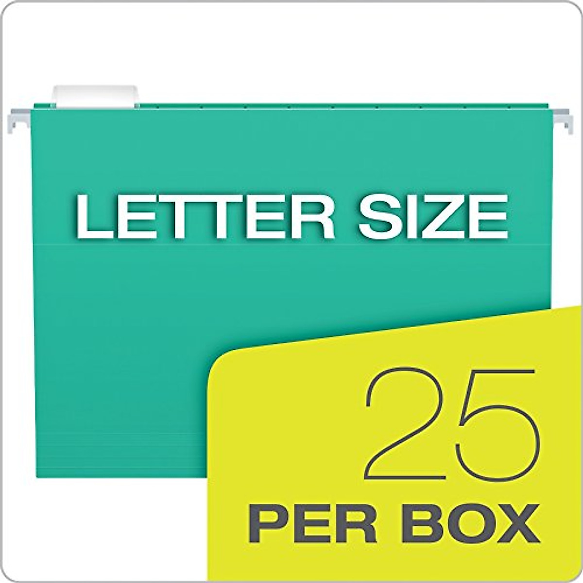 Pendaflex Recycled Hanging Folders, Letter Size, Aqua, 1/5 Cut, 25/BX (81616)