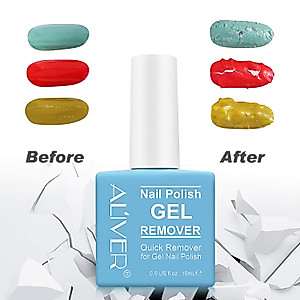 Gel Nail Polish Remover, Nail Polish Remover for Gel Nails, Ultra-Powerful Nail Polish Remover for Natural, Soak-Off Gel Polish in 2-5 Minutes (with 1Pcs Cuticle Pusher and Nail Polish Scraper)