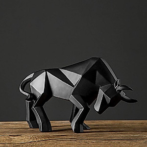 ASNOMY Polyresin Bull Figurine Home Decor, Abstract Sculptures, Originality Home Decoration Furnishing Animal Ornament, Geometric Surface Statues Home Decor Ornament