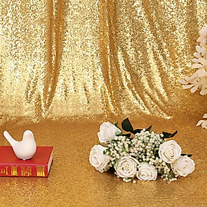 Juya Delight Gold Sequin Backdrop Curtain, Glitter Backdrop Curtain for Parties, Christmas, Wedding, Party Decoration (6ftx8ft,Gold)
