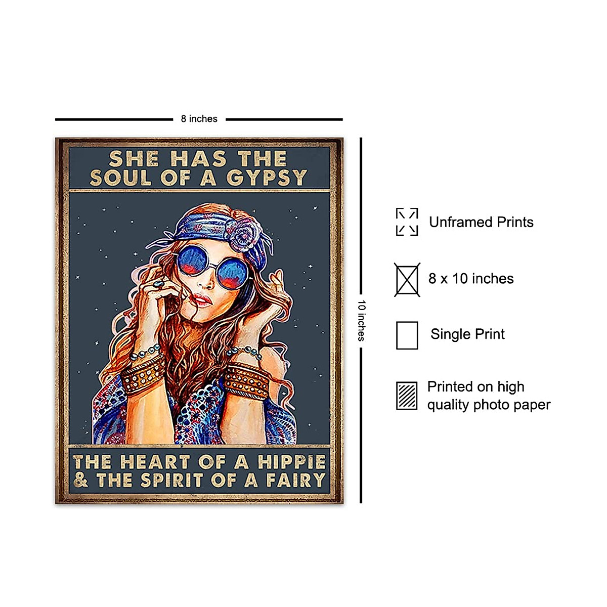 Hippie Boho Positive Quotes Wall Decor - Inspirational Motivational Wall Art Poster - Encouragement Gifts for Women - Bohemian Rustic Country Sunflower Decoration - Girls Teens Bedroom Home Office