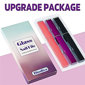 3 Pack Crystal Glass Nail File with Case, Glass Fingernail File for Natural Nail Professional Czech Glass File Double-Sided Etched Gentle Nail Care Stocking Stuffers for Women or Adults, Unique Gifts