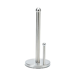 Kitchen Details Holder Paper Towel Holder & Dispenser | Holds Standard Size Roll | Freestanding | Counter top | Weighted Base | Stainless Steel, 6.1"x 6.1"x 13.1", Satin