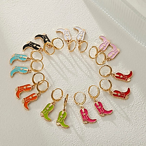 RUOFFETA Western Cowgirl Boot Earrings for Women, Cowgirl Hat dangle Earrings(White Boot)