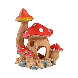 Mairuker Aquarium Mushroom House,Fish Tank Cave Ornament Pleco Caves for Fish Tank Hideaway Decor and Fairy Garden Decorations