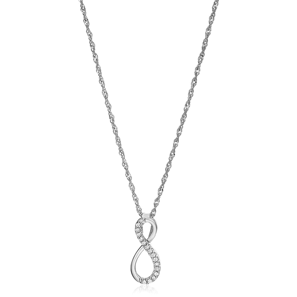 Vir Jewels 1/10 cttw Diamond Pendant, Diamond Infinity Pendant Necklace for Women in 10K White Gold with 18 Inch Chain, Prong Setting