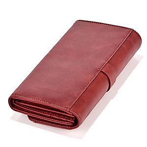 EASTNIGHTS RFID Wallets for Women Clutch Wallet Leather Trifold Wallet Credit Card Slot (wine red)