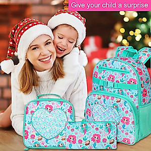 ZLYERT 3PCS Unicorn Backpack for Girls, Kids Bookbag for Preschool Elementary Students, 16" Sequin Backpacks with Lunch Box for Girl - Pink