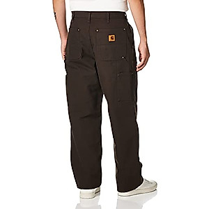 Carhartt Men's Loose Fit Washed Duck Double-Front Utility Work Pant, Dark Brown, 42W x 32L