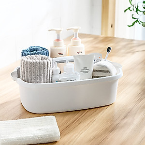 Goderewild Multi-Purpose Plastic Cleaning Caddy with Handle, Shower Caddy Organizer/Storage Basket/Totes Portable for Bathroom Supplies, Cleaning Products, Under Sink Tool, Housekeepers (Grey)