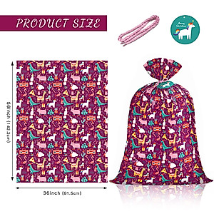 WRAPAHOLIC 56" Large Christmas Plastic Gift Bag - Cute Red Green Gnome and Candy Canes Design for Holiday, Parties, Celebrating, or Any Occasion - 56" H x 36" W