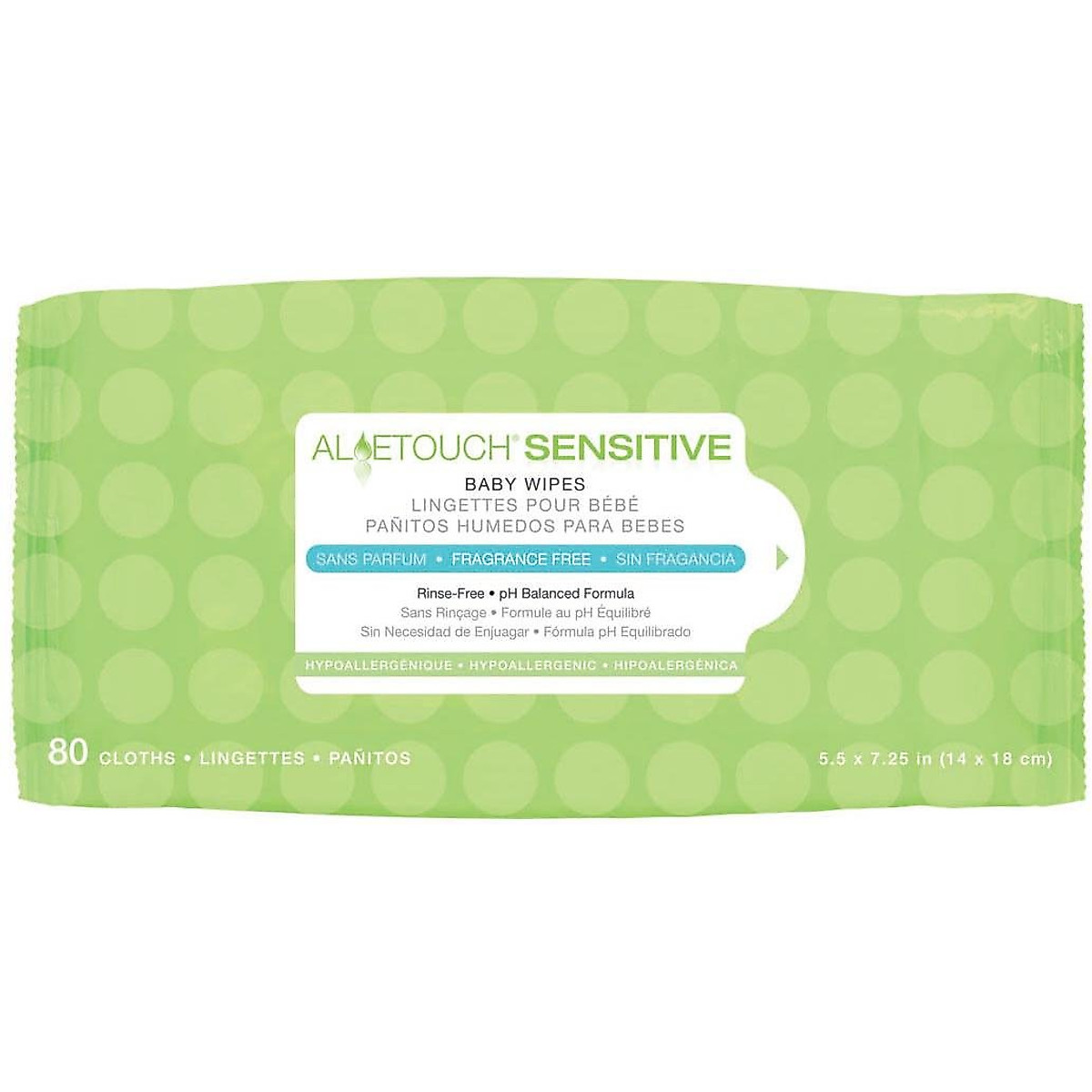 Medline Aloetouch Hypoallergenic Sensitive Unscented Baby Wipes, Soft Pack, 80 Count