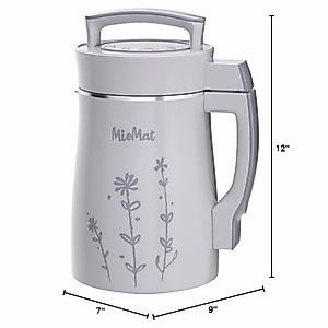 MioMat 8in1 Plant Based Milk Maker | Make 40oz of Natural Almond Milk, Soy Milk, Oat Milk, Coconut Milk, and more ... + soups, porridges, smoothies, purées... | Automatically, at the touch of a button