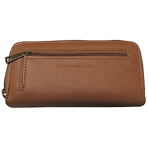 Stone Mountain Leather Double Zip Around Leather Checkbook Wallet Nubuck