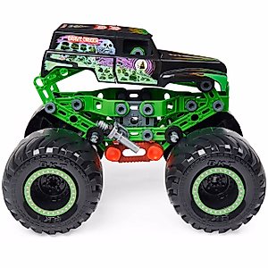 Meccano Junior, Official Monster Jam Grave Digger Monster Truck STEM Model Building Kit with Pull-Back Motor, Kids Toys for Ages 5 and up