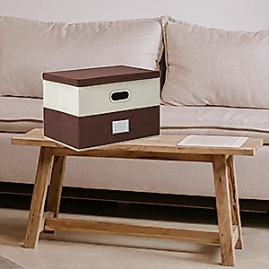 KIART Large Storage Bins with Lid, Decorative Storage Box 17 x 11.8 x 11.8 inch Clothes Organizer Basket for Home Bedroom Shelf Closet Office Car (Brown)