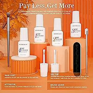 AZUREBEAUTY 29 Pcs Dip Powder Nail Kit Starter, Fall Limited Orange Glitter Red Green 20 Colors Acrylic Dipping Powder Liquid Set with Base/Top Coat for French Nails Art Manicure Beginner DIY Salon