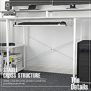 TOPSKY Computer Desk with Storage Shelves/24.5in Keyboard Tray/Monitor Stand Study Table for Home Office(54*19inch, White Marble Texture)