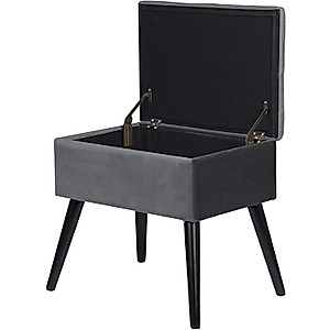 YHBM Storage Bench Chest Padded Footstool Linen Pouffe Chair Light Bed End Shoe Children Toy Box Stool Milking Stool Grey (Color : Dark Grey)