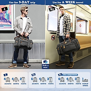 Gonex Canvas Duffle Bag for Travel, 60L Duffel Overnight Weekend Bag (Dark Gray)