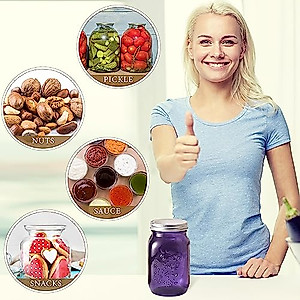 Tessco 12 Pieces 16 oz Colored Mason Jars with Lids Glass Regular Mouth Pint Canning Containers Kitchen Canisters for Food Storage, DIY Crafts, NOT Allowed Dishwasher (Purple)
