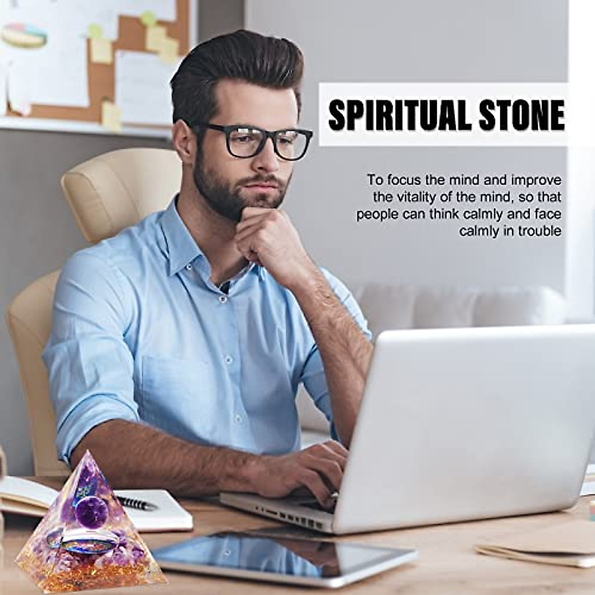 Orgone Pyramid - Orgonite Healing Amethyst Crystal Sphere with Reiki Obsidian Protection Handmade Pyramids Valentines Day Gift Home Office Decor Positive Energy for Balancing (Amethyst+Tree Of Life)