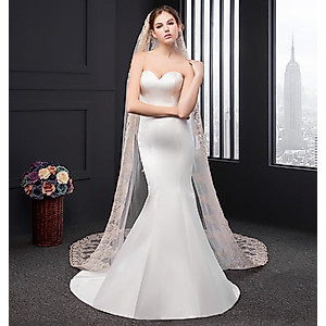 EllieHouse Cathedral Length Sequin Lace Wedding Bridal Veil for Bride Champagne