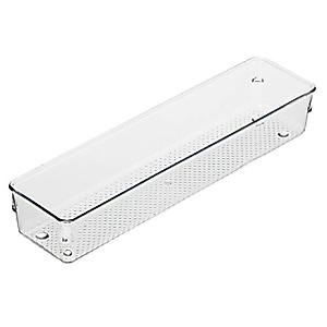 Oggi Clear Drawer Organizer - 3" X 12" - Ideal for Organizing Kitchen Drawers, Office, Desk, Silverware, Kitchen Utensils, Cosmetics and Bathrooms