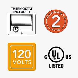 Cadet Com-Pak Electric Wall Heater Complete Unit with Thermostat (Model: CSC151TW, Part: 67509), 5120 BTU, 120 Volt, 1500 Watt, White