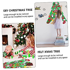 Toyvian Felt Christmas Tree Blush Set Lip Gloss Set Bling Decor Felt Xmas Tree Toddler Ornament Childrens Nativity Set for Kids Christmas Wall Hanging Xmas Decorations 3D DIY Felt Ornament