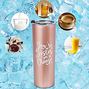 Best Friend Birthday Gifts for Women,Female Friendship Gifts,Sisters Gifts From Sister,You're The Sister I Got to Choose,20 Oz Insulated Tumbler with Straw and Lid, Vacuum Thermos Travel Cup Mug