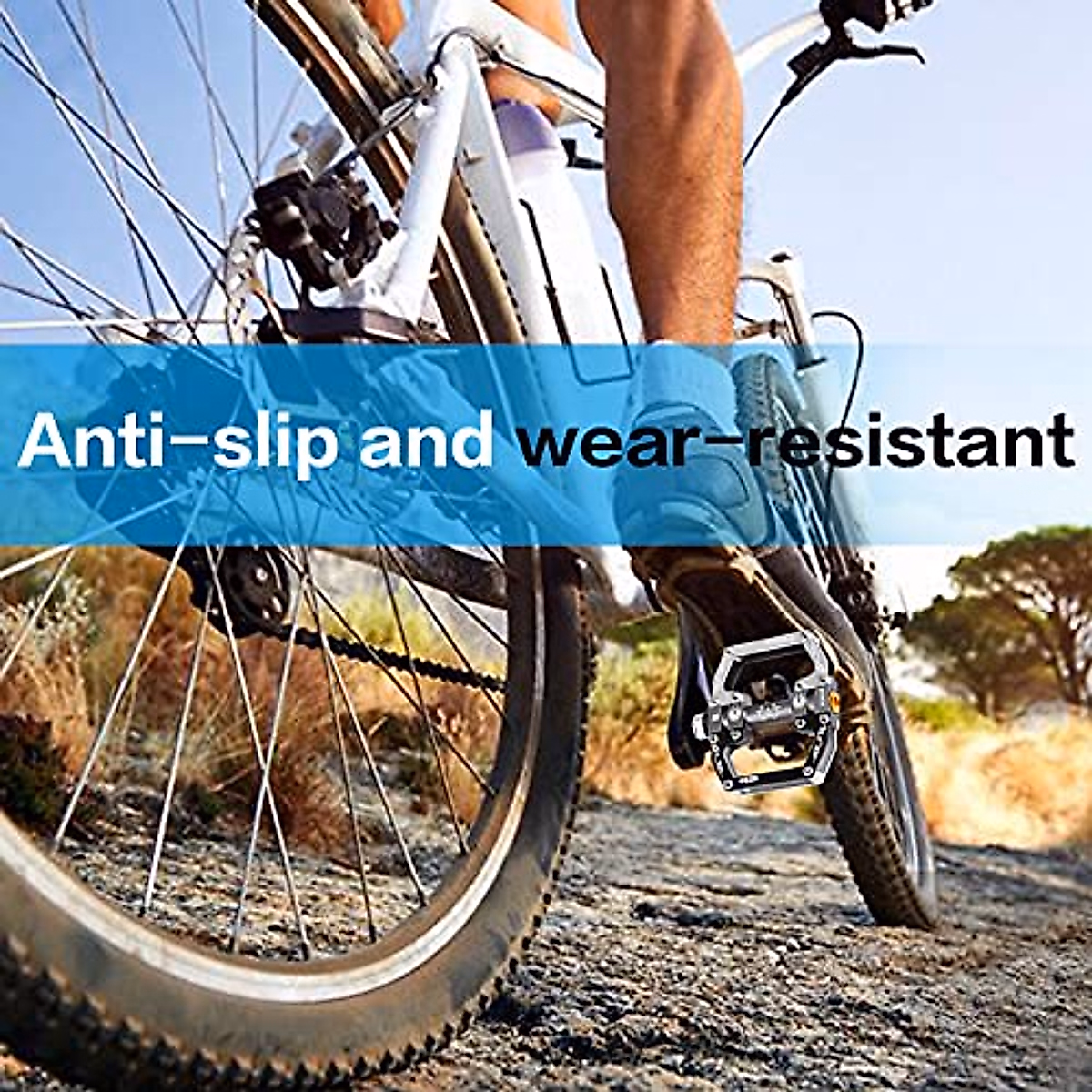 MTB/Road Bike Pedals Aluminium Alloy Bicycle Pedals Mountain Bike Pedals 9/16" Sealed Bearing Platform for BMX MTB Bike (Black Silver)