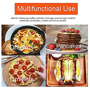 2 Packs 8" Large Omelette Ring for Griddle,8 Inch Stainless Steel Non-stick Omelet Ring,Round Pancake Rings Griddle Omelette Egg Ring Crumpet Ring with Silicone Handle Grill Oil Brush & Egg Separator