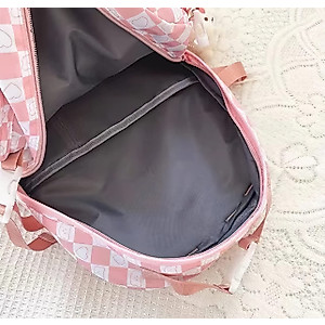 LaurelTree Kawaii Aesthetic Cute Backpack with Accessories and Pins Laptop Travel Bag School Students Suppliers Teens Girls (Pink)