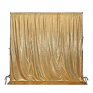 SquarePie Sequin Backdrop Curtain Not See Through Background for Wedding Party 10FT x 10FT Gold