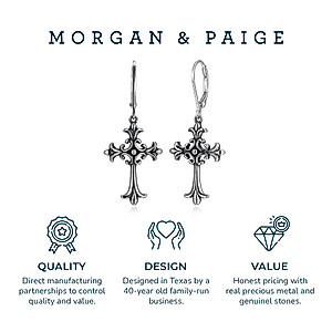 MORGAN & PAIGE Celtic Cross Celtic Knot Dangle Earrings for Women - 925 Sterling Silver Drop Earring Design, Lightweight and Hypoallergenic for Sensitive Ears with Secure Clasp