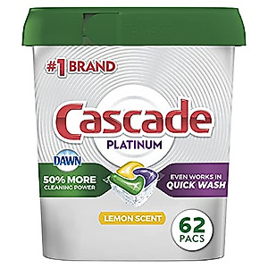 COMFEE’ Countertop Dishwasher, Energy Star Portable Dishwasher, 6 Place Settings, White & Cascade Platinum Dishwasher Pods, ActionPacs Dishwasher Detergent, Lemon, 62 Count
