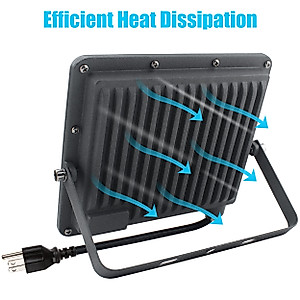 Indmird 2 Pack 60W Led Outdoor Flood Light, Exterior Flood Lights, Plug in Flood Light, for Yard, Stadium, Playground, Lawn,Garden, Garages,Basketball Court