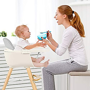 BABY JOY Convertible Baby High Chair, 3 in 1 Wooden Highchair/Booster/Chair with Removable Tray, Adjustable Legs, 5-Point Harness, PU Cushion and Footrest for Baby, Infants, Toddlers (Gray)