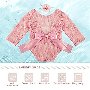 Yuehuam Baby Photography Props Outfits Girl Lace Romper + Headband Infant Photo Shoot Outfits Cloth for 3 Months