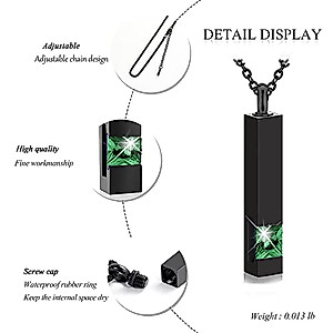 5 Pack Urn Necklace for Ashes, Cremation Jewelry for Ashes, Crystal Heart Cross Cubic Ashes Necklace with Angel Wing, Ashes Keepsake for Men and Women with Small Spoon, Funnel, Velvet Bag (green)