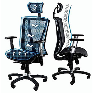 ErgoMax Ergonomic Height Adjustable, Home Office, Mesh, Desk, Computer Lumbar Support, Back Relief, Comfortable Breathable Chair, 52 Inch Max, Brown