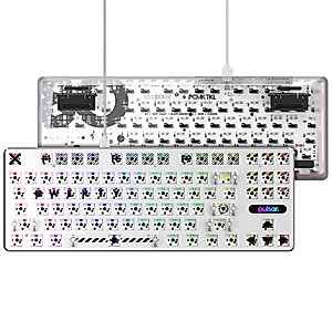 Pulsar Gaming Gears - PCMK Gaming Mechanical Keyboard TKL ANSI Aluminum Build 5 Pin Hot Swappable Swap RGB LED 80% 87 Keys (Barebone, White)