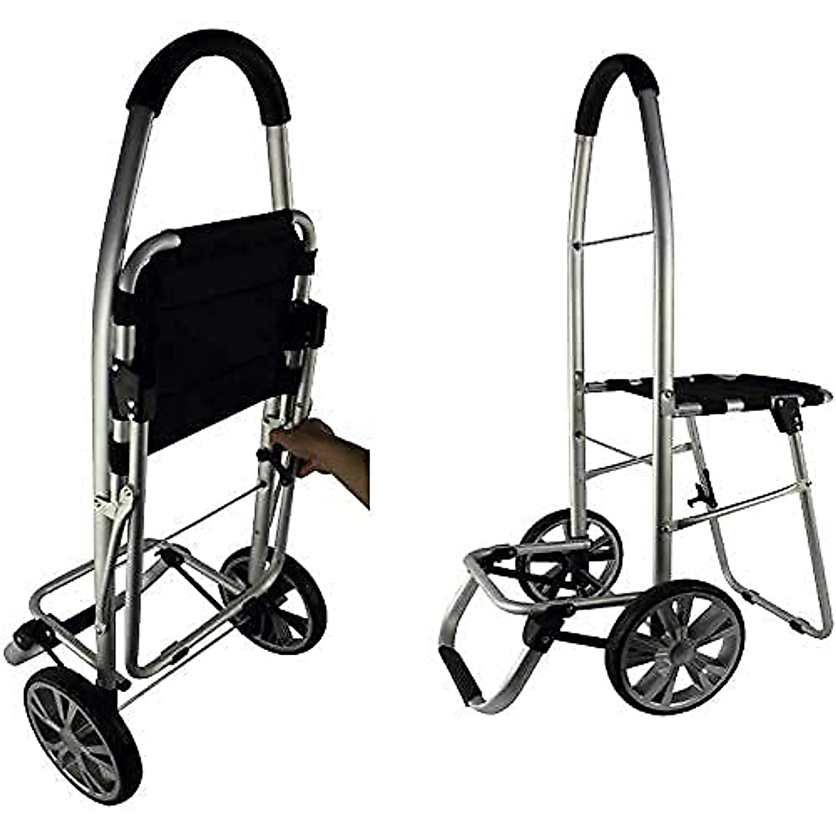 Shopping Trolley on Wheels Multi Function Shopping Cart Portable Seated Folding Trolley with Portable Waterproof Fabric Capacity Increased Storage Hand Trucks,Blue,60 * 100Cm ,Shoppin