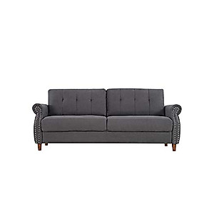 Container Furniture Direct Briscoe Ultra Modern Upholstered Button Tufted Back Living Room Loveseat, 79.53" Grey
