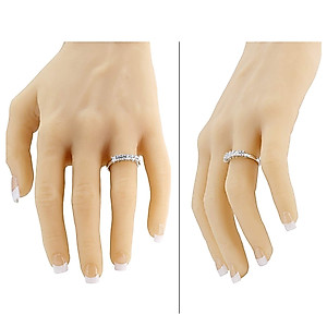 NANA Jewels Asscher Cut Simulated Diamond 6 Stone CZ Ring 1.00ctw Zirconia Wedding Band - Sterling Silver - Size 6